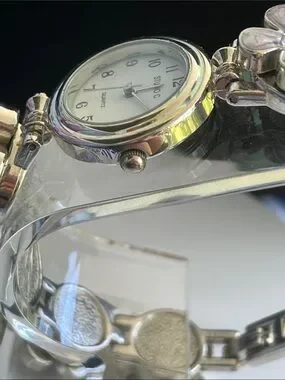 Studio C | Accessories | Studio C Silver Floral Bracelet Watch With ...